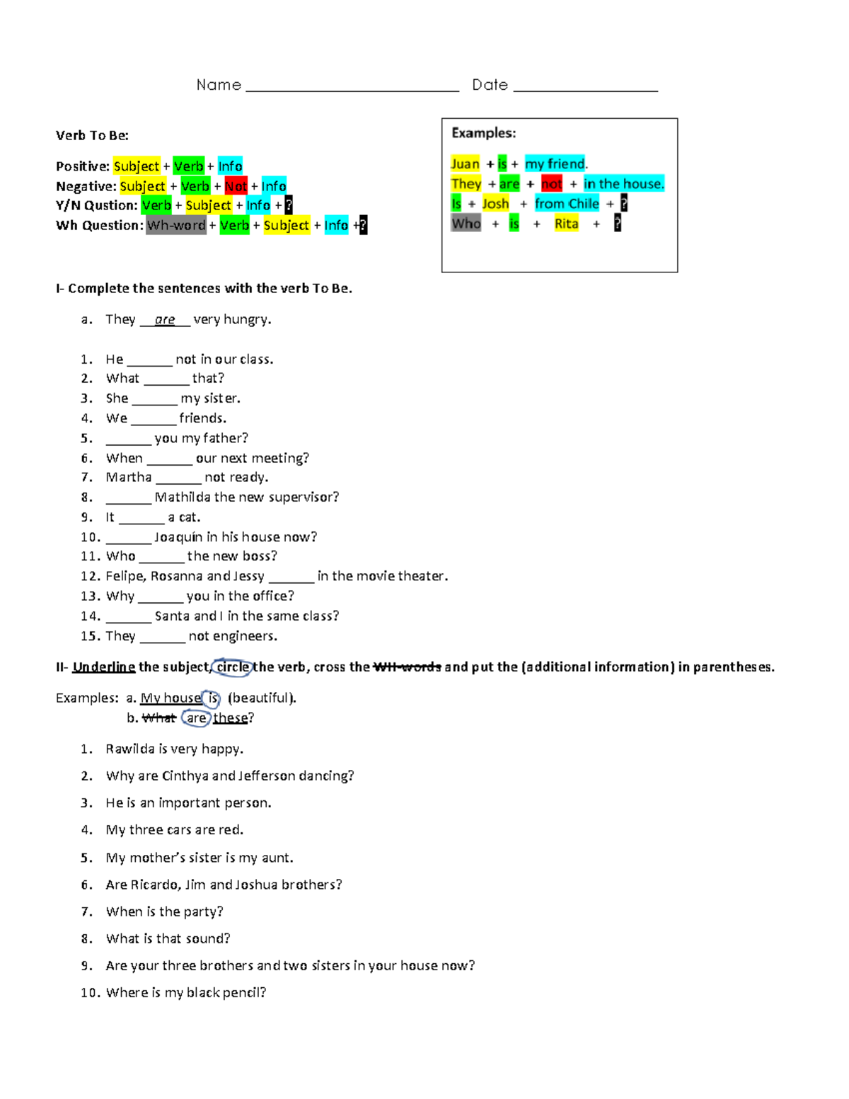 To be, nouns, pronouns practice.pdf 2ocabulary - Name ...