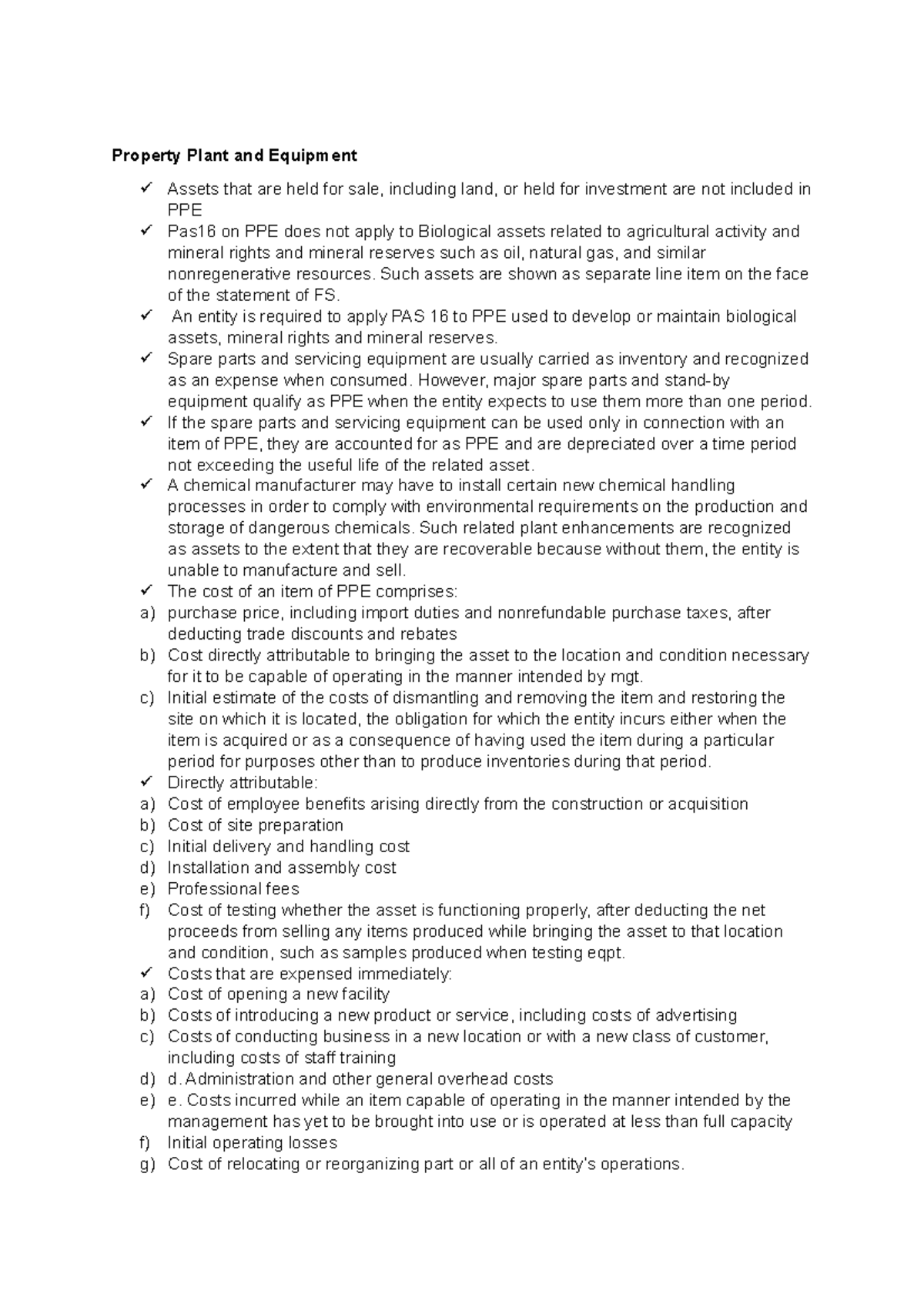 Ppe summary - cpa board exam - Property Plant and Equipment Assets that ...