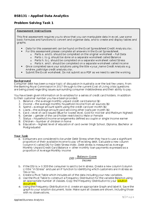 Problem Solving Task 2-1 - BSB131 – Applied Data Analytics - Problem Solving Task 2 This second ...