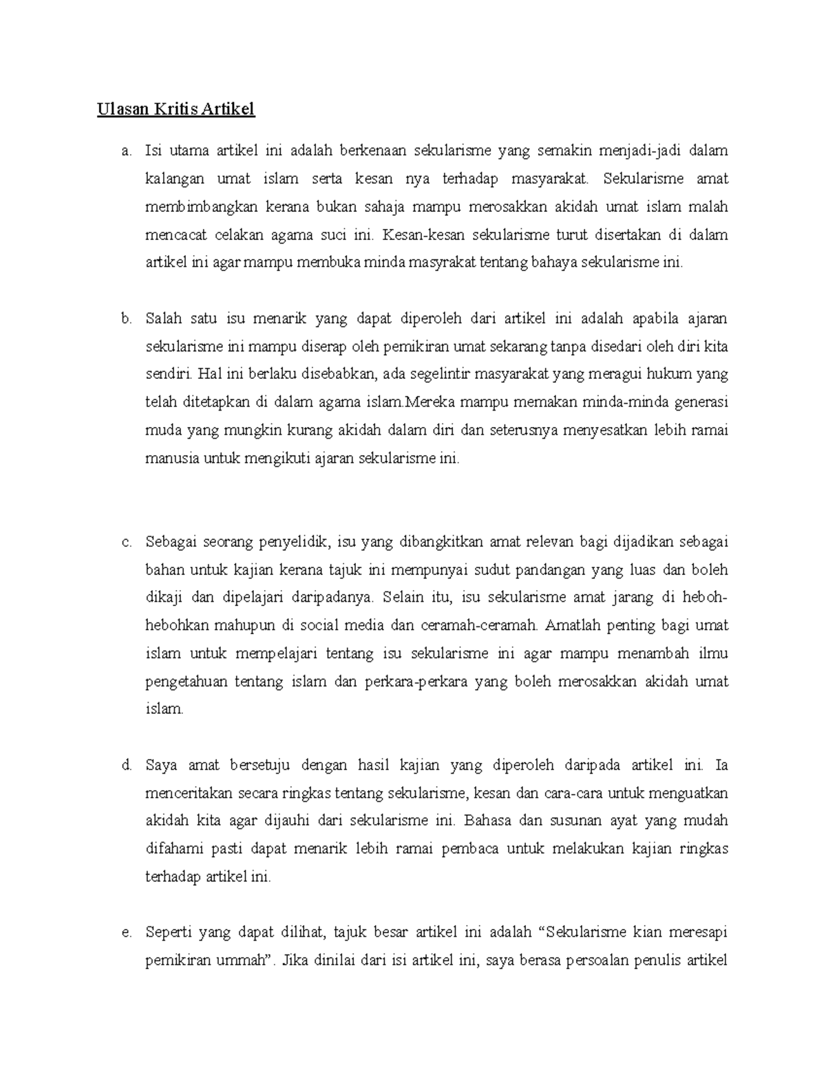 Ulasan kritis artikel yanti - Ulasan Kritis Artikel a. Isi utama ...