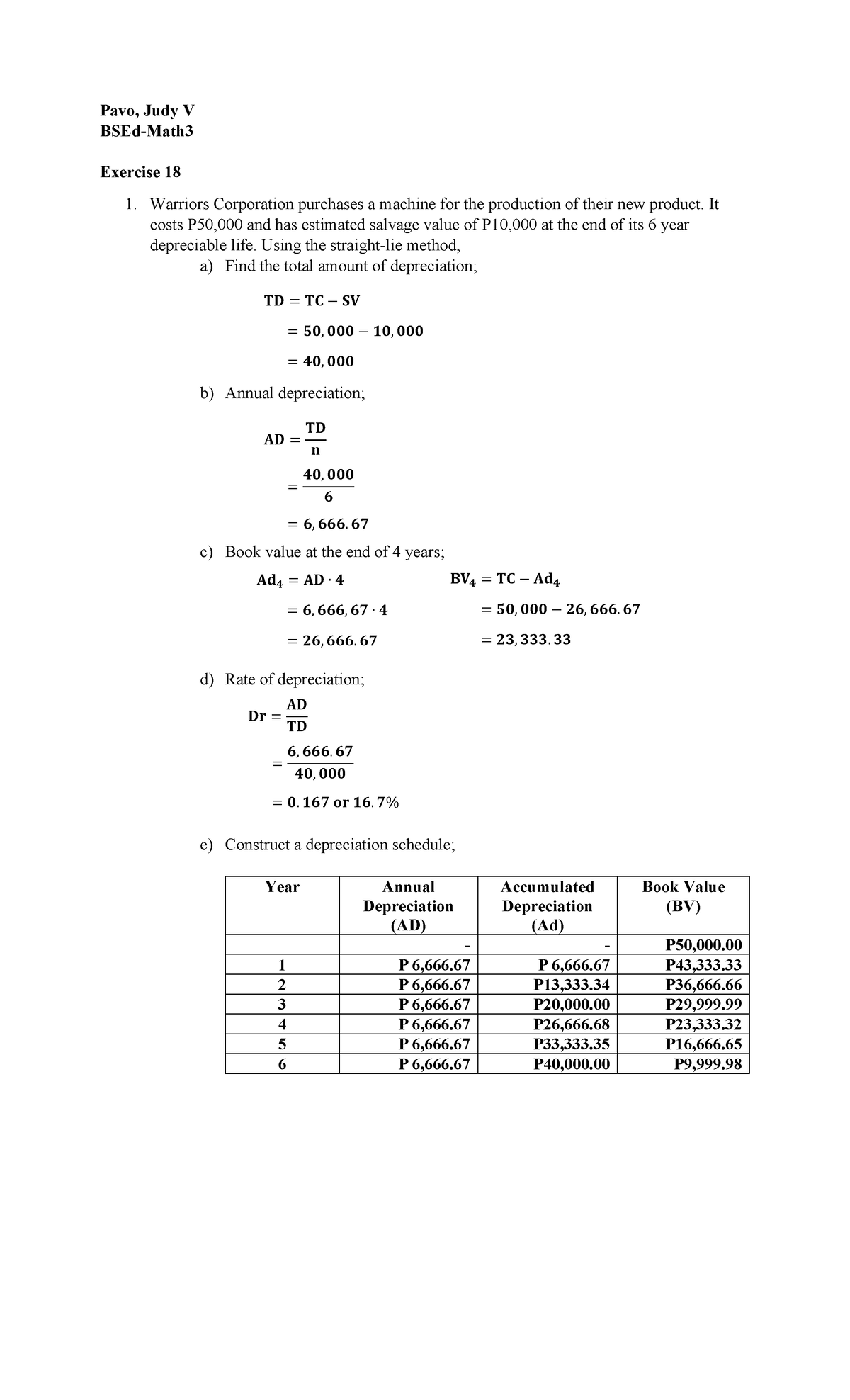 Mathematics for Investment - Pavo, Judy V BSEd-Math Exercise 18 1 ...