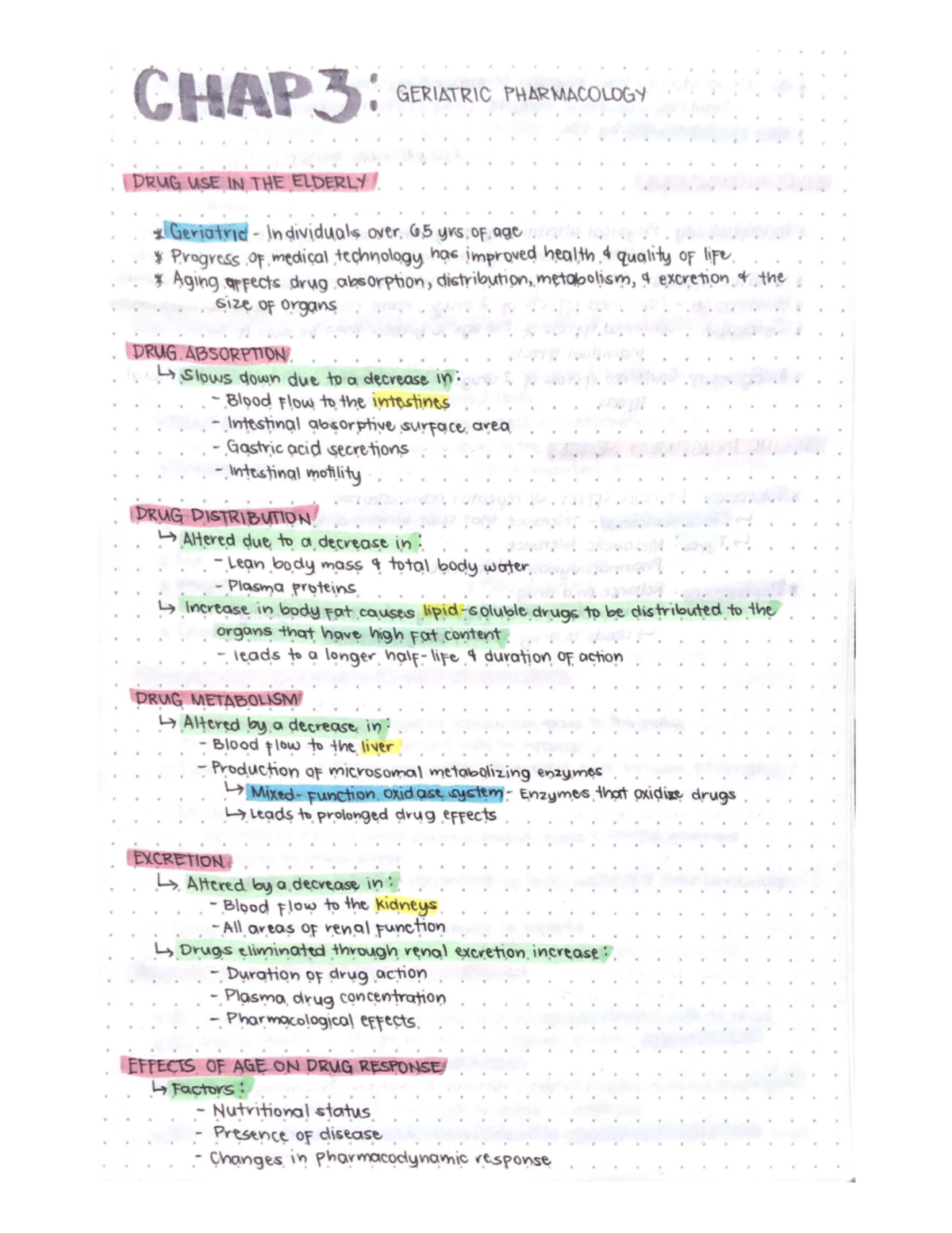 Pharmacology Notes- Geriatric Pharmacology - Studocu