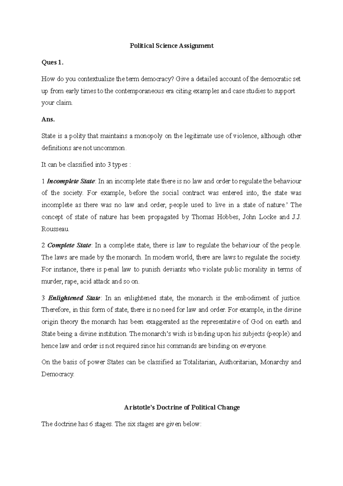 Political Science Assignment - How do you contextualize the term ...