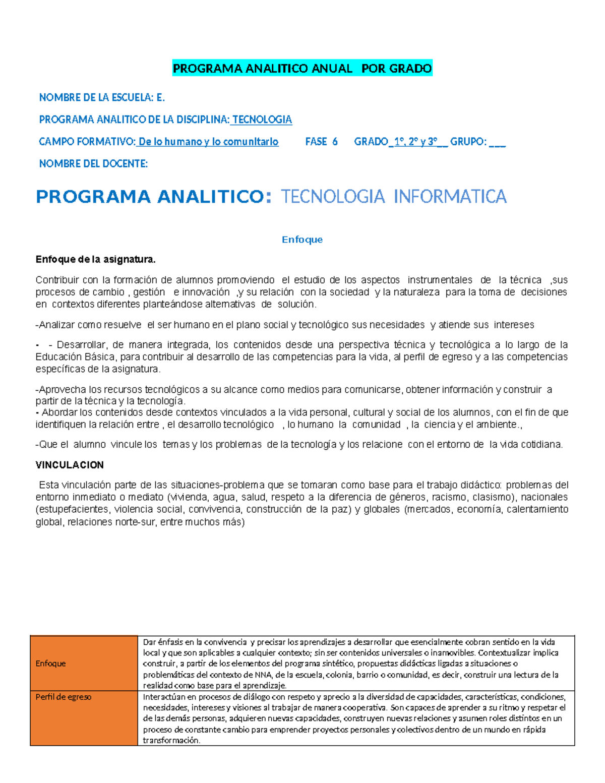 Final Programa Analitico Informatica POR Grado 2023 2024 - PROGRAMA ANALITICO ANUAL POR GRADO ...