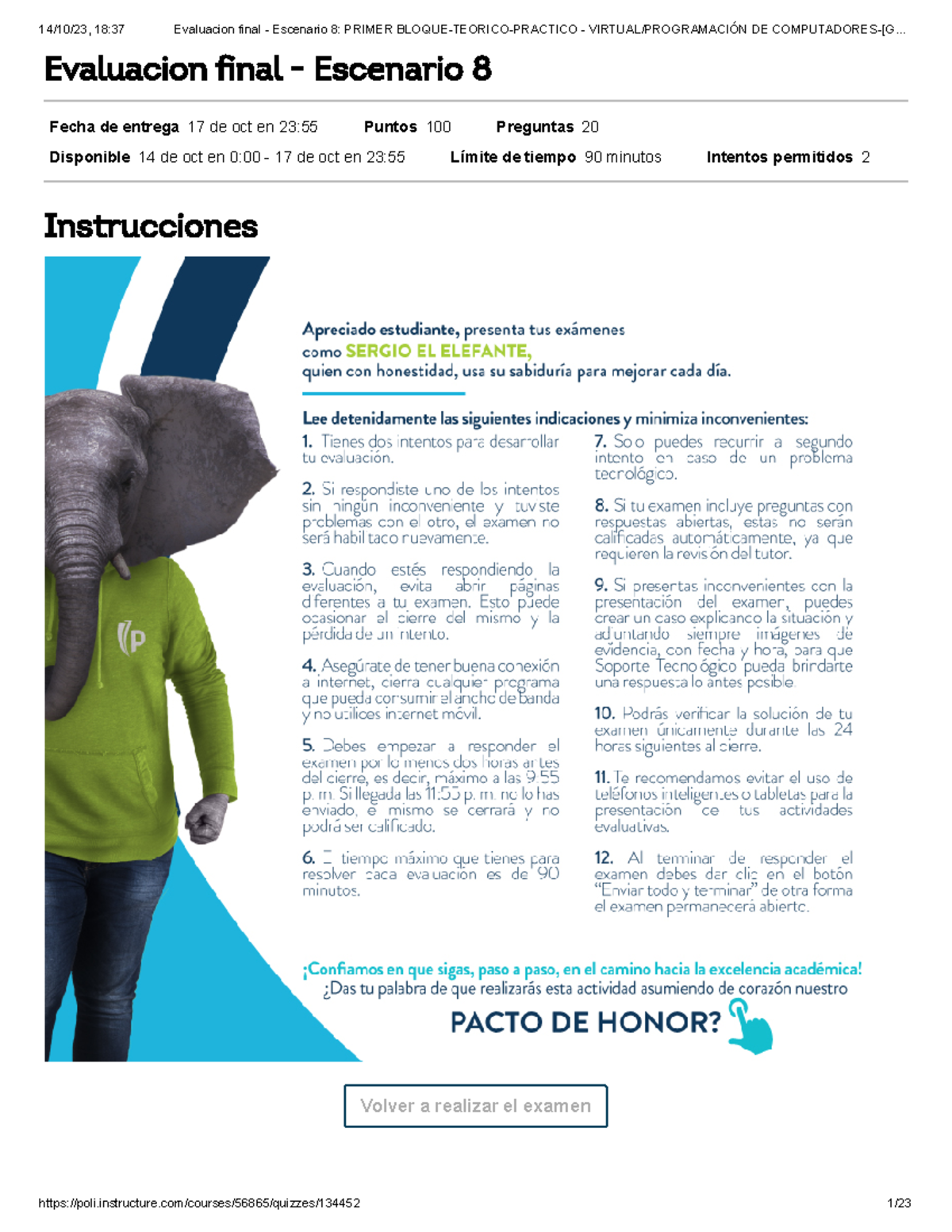 Programación DE Computadores Examen Final Intento 1 - Evaluacion final - Escenario 8 Fecha de ...