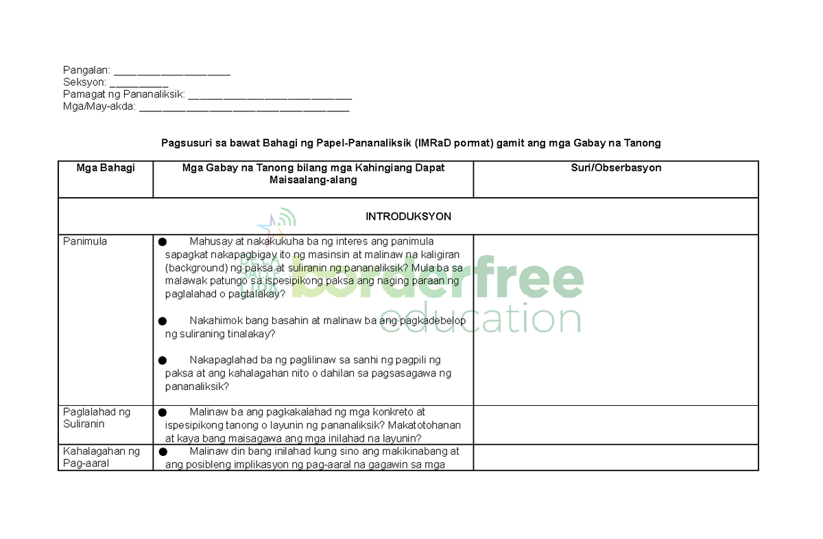 QA3 Template - practice materials - Pangalan ...