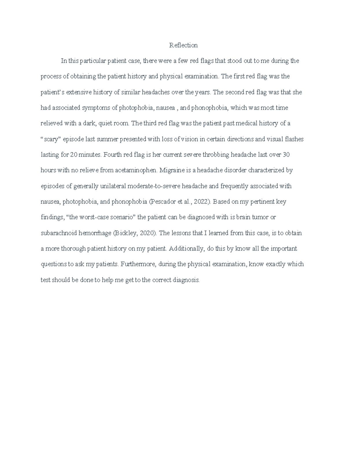 NR509 week 6 i Human Pt Case Reflection - Reflection In this particular ...