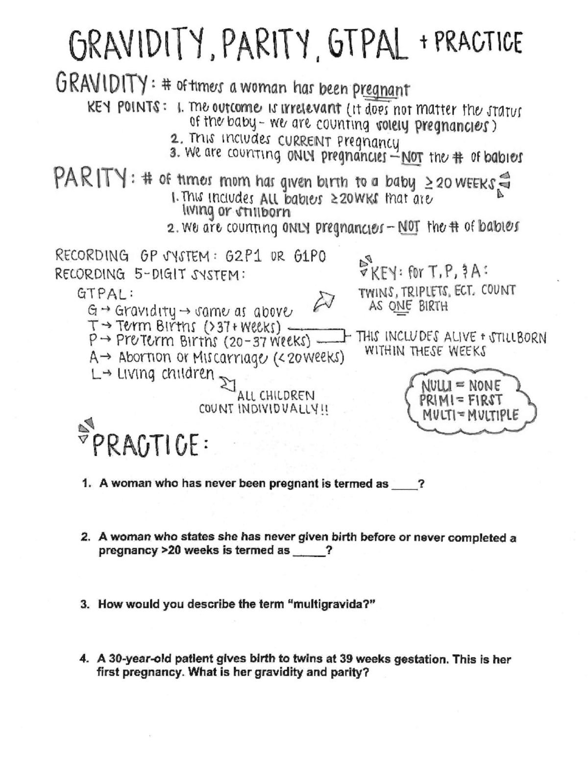 Gravidity, Para, GTPAL Practice - GRAVIDITY PARITY, GTPAL t PRACTICE ...
