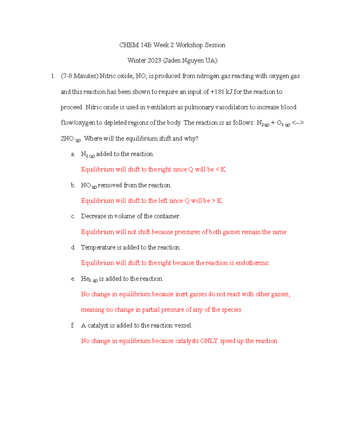 Chem 14b Week 2 Workshop Session Jaden Nguyen Answer Key Chem 14b Week 2 Workshop Session