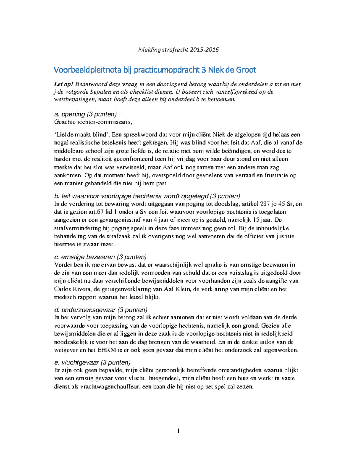Practicum - Voorbeeld pleitnota - 1 Inleiding strafrecht 2015 ...