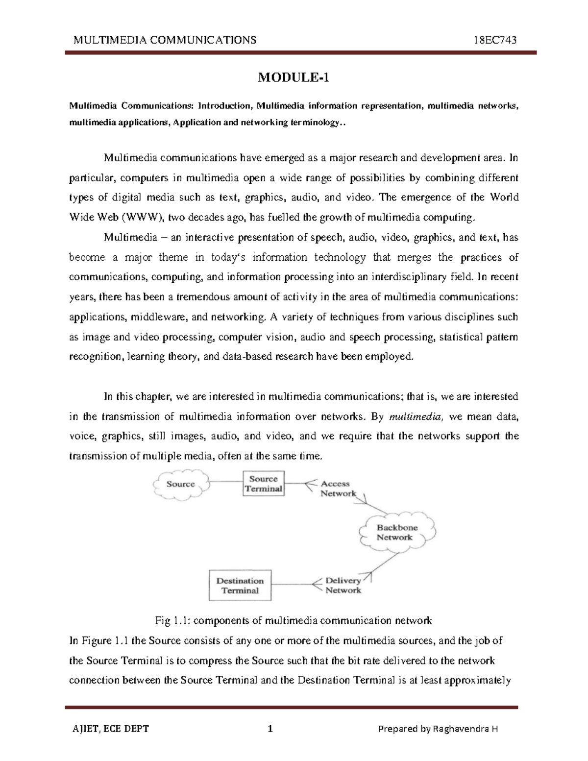 MMC notes 1 - MULTIMEDIA COMMUNICATIONS 18EC MODULE- Multimedia ...