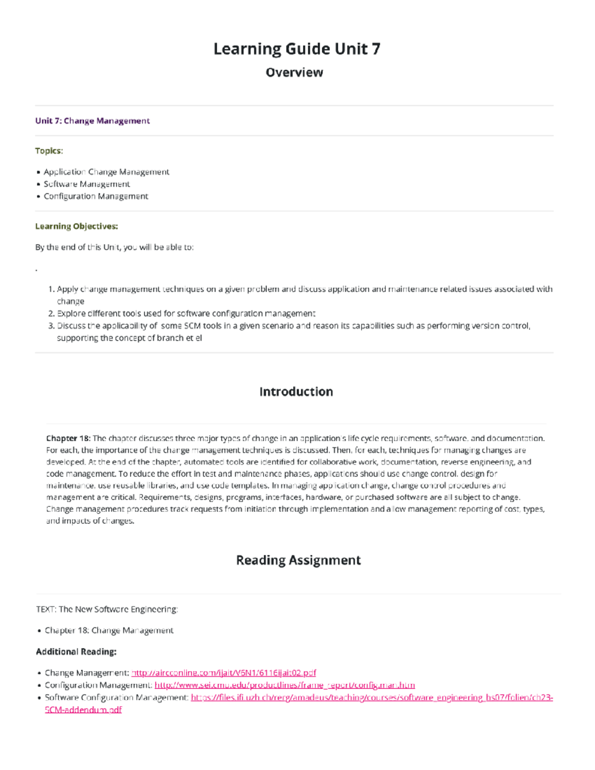 LGU7 - Learning Guide for Unit 7 of Software Engineering 2. The PDF is ...