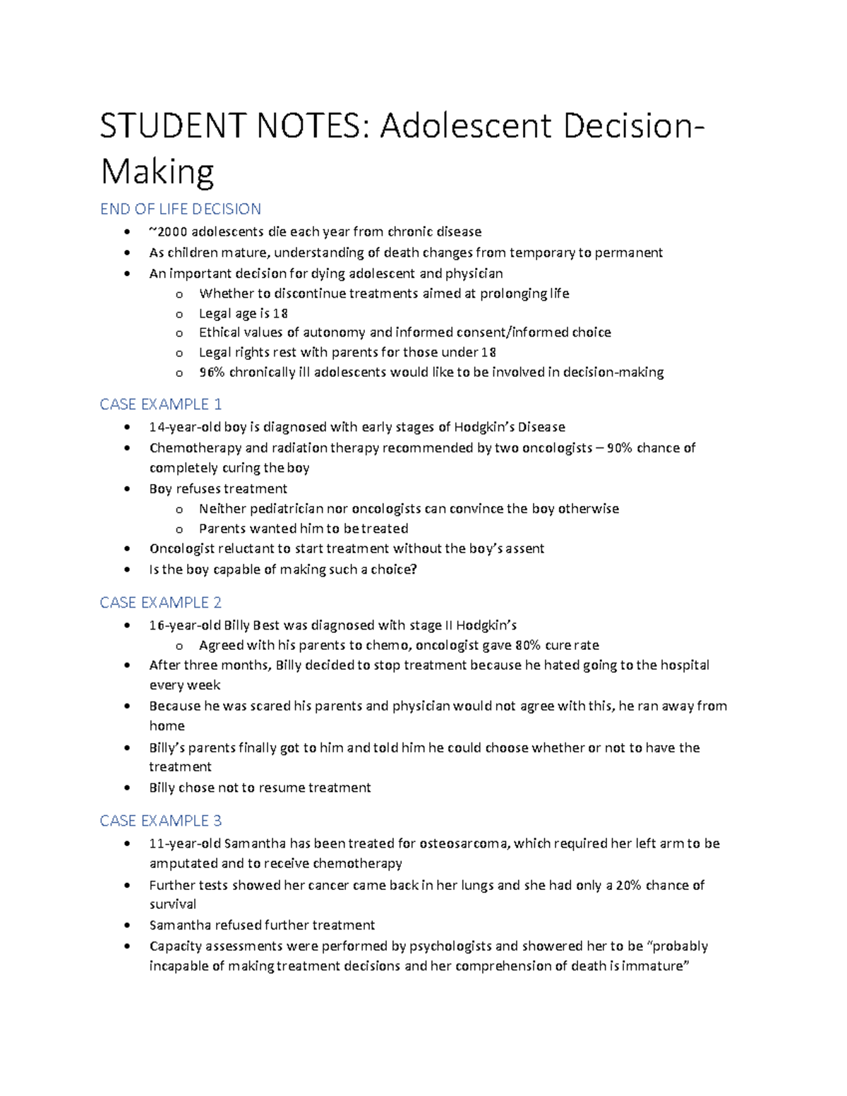 10-Adolescent Decision-Making Notes - STUDENT NOTES: Adolescent ...