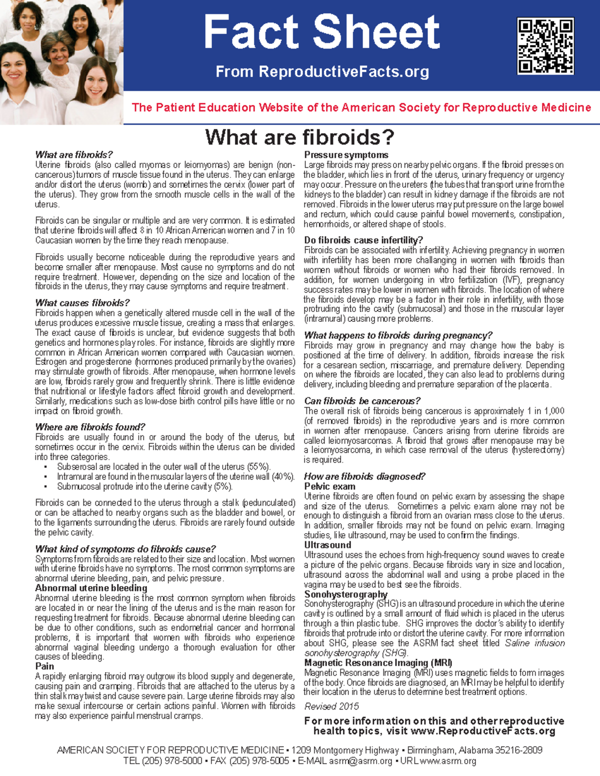 What are fibroids factsheet - Fact Sheet From ReproductiveFacts The ...