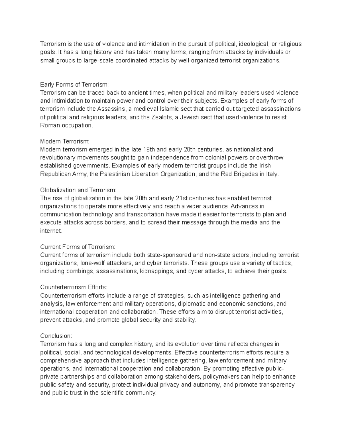 Understanding Terrorism and Its History - Terrorism is the use of ...