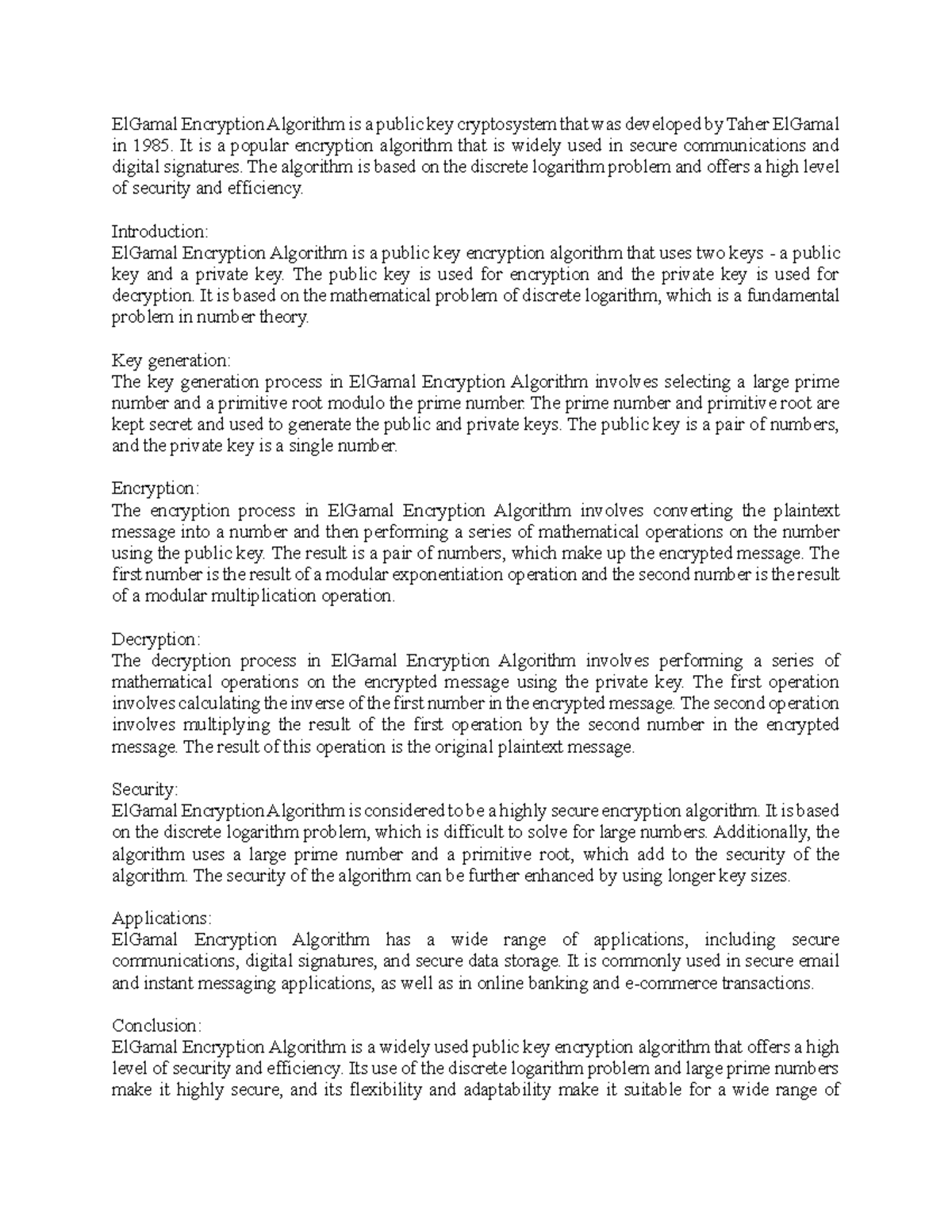 El Gamal Encryption - ganga - ElGamal Encryption Algorithm is a public ...