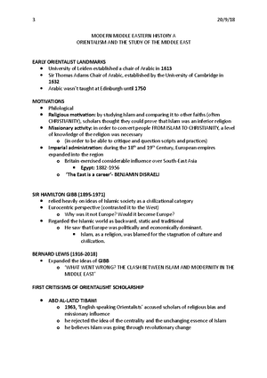 Modern Middle Eastern History A 2 - 2 18/9/18 MODERN MIDDLE EASTERN ...
