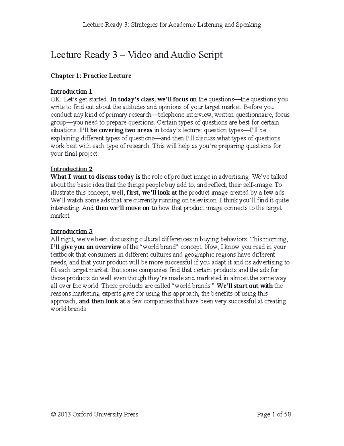 Lecture Ready 3 2e Video Audio Script - Lecture Ready 3 – Video and ...