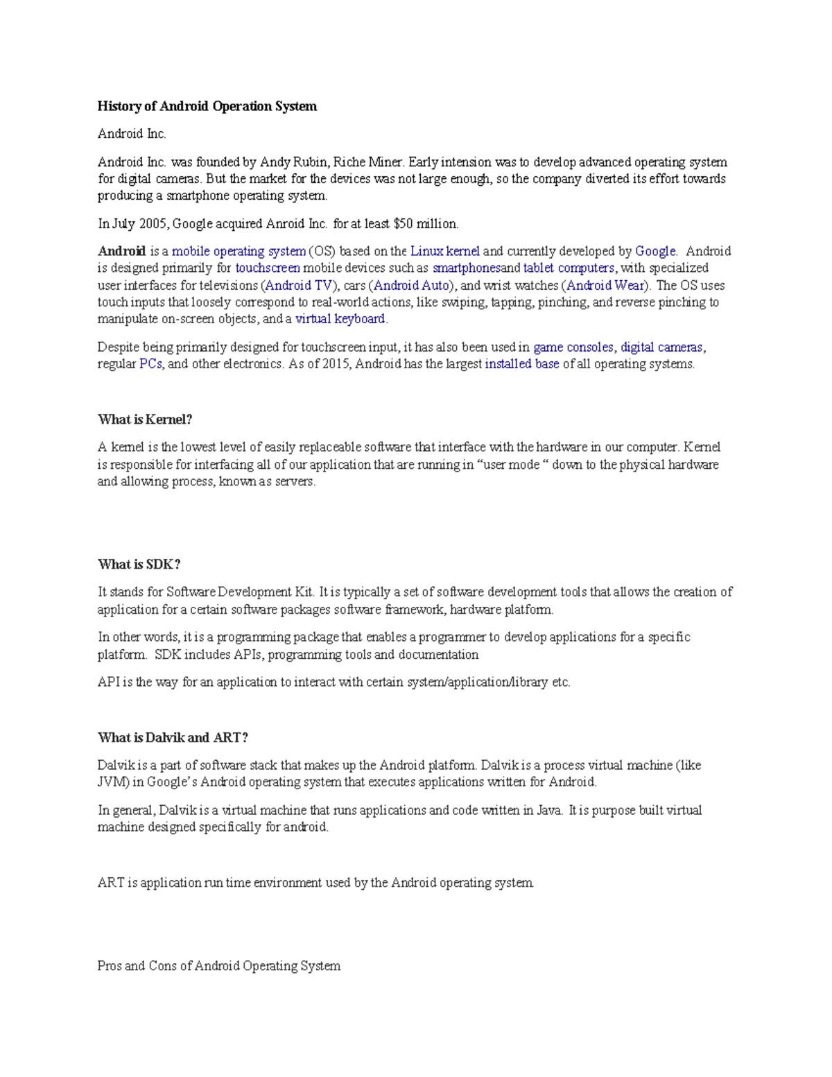 MAD-Notes - Mobile application Development - History of Android ...