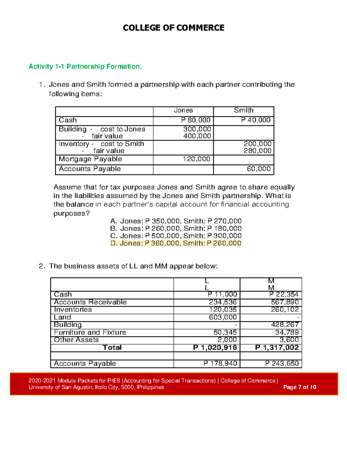 Preee 6 - quiz - COLLEGE OF COMMERCE 2020-2021 Module Packets for PrE6 ...