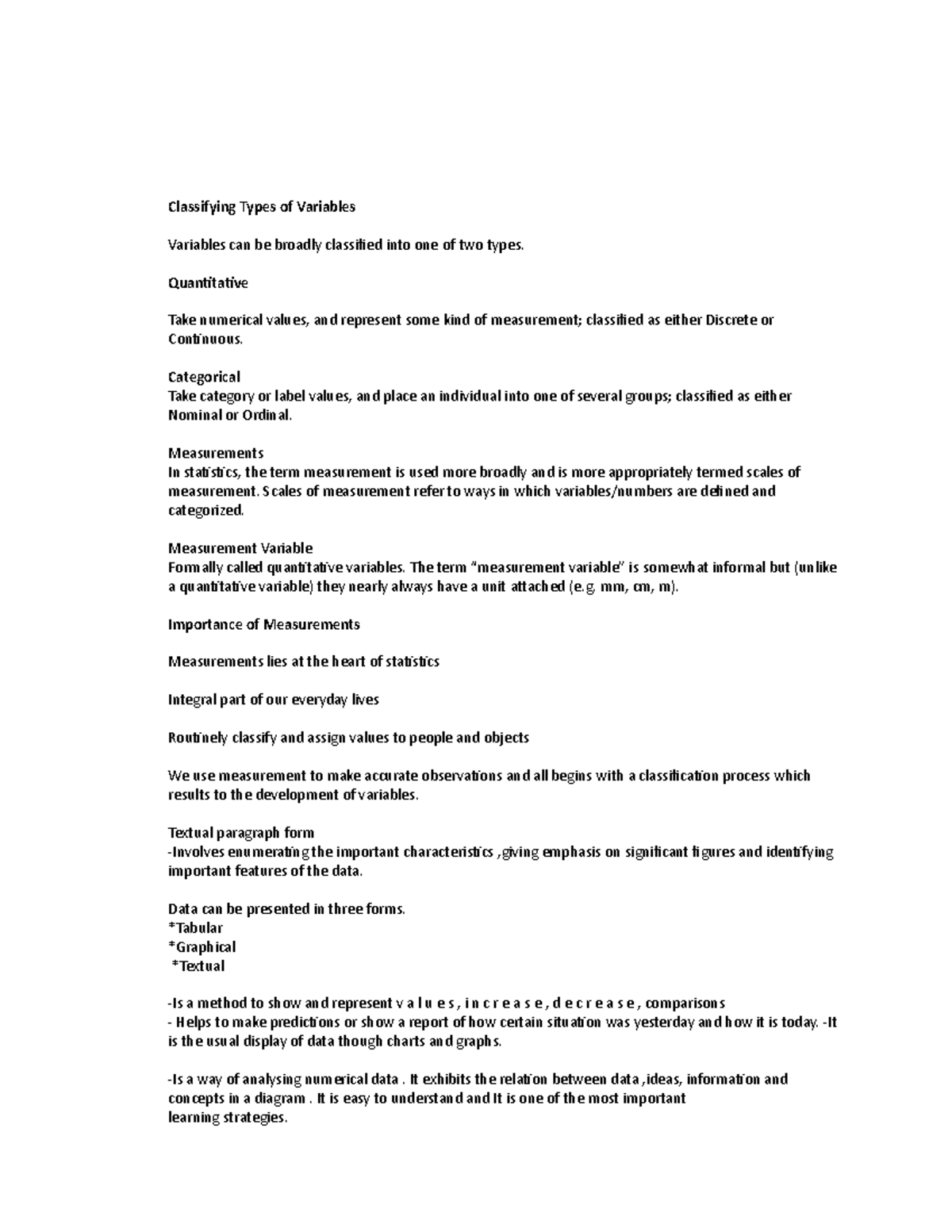 Data Analytics 2 - Classifying Types of Variables Variables can be ...