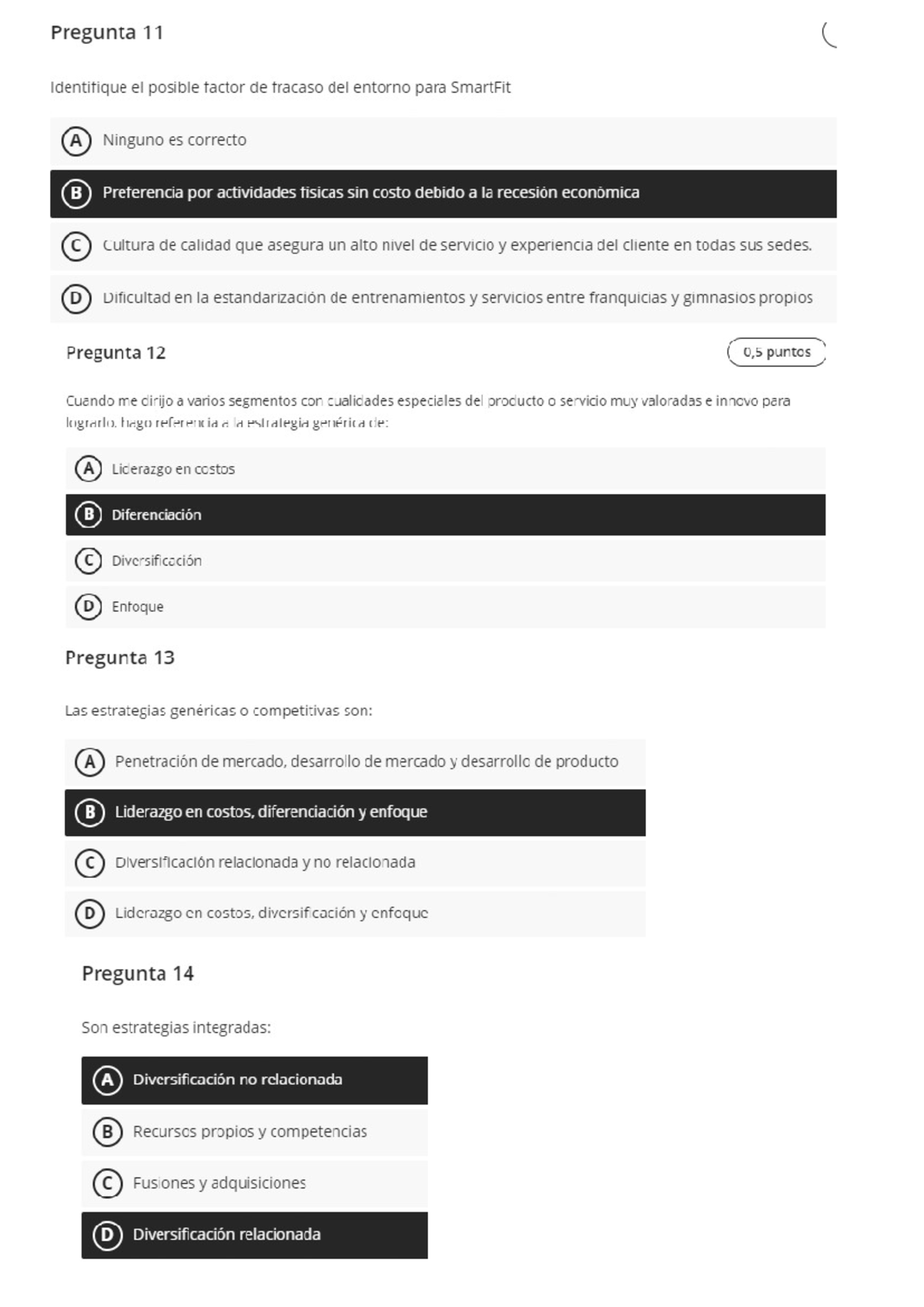 Preguntas PC Smartfit - Pregunta 11 C Identifique el posible factor de fracaso del entorno para ...