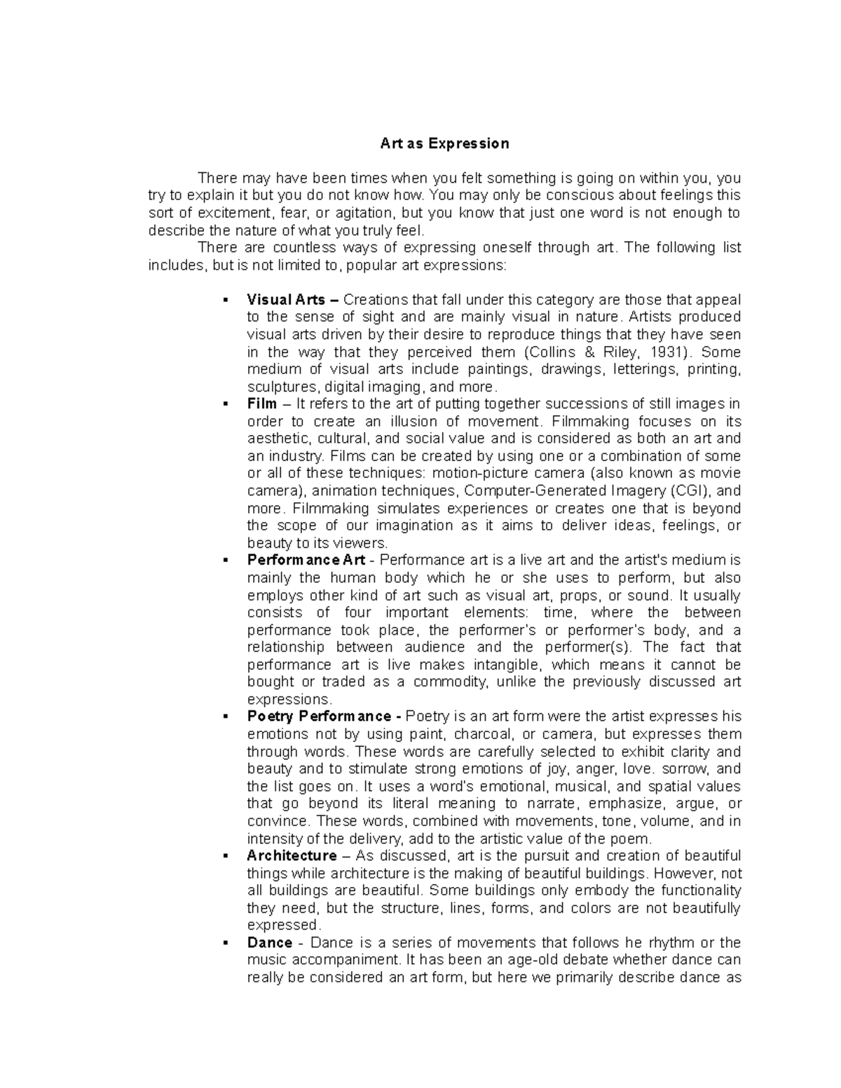 Art as Expression - Art as Expression There may have been times when ...