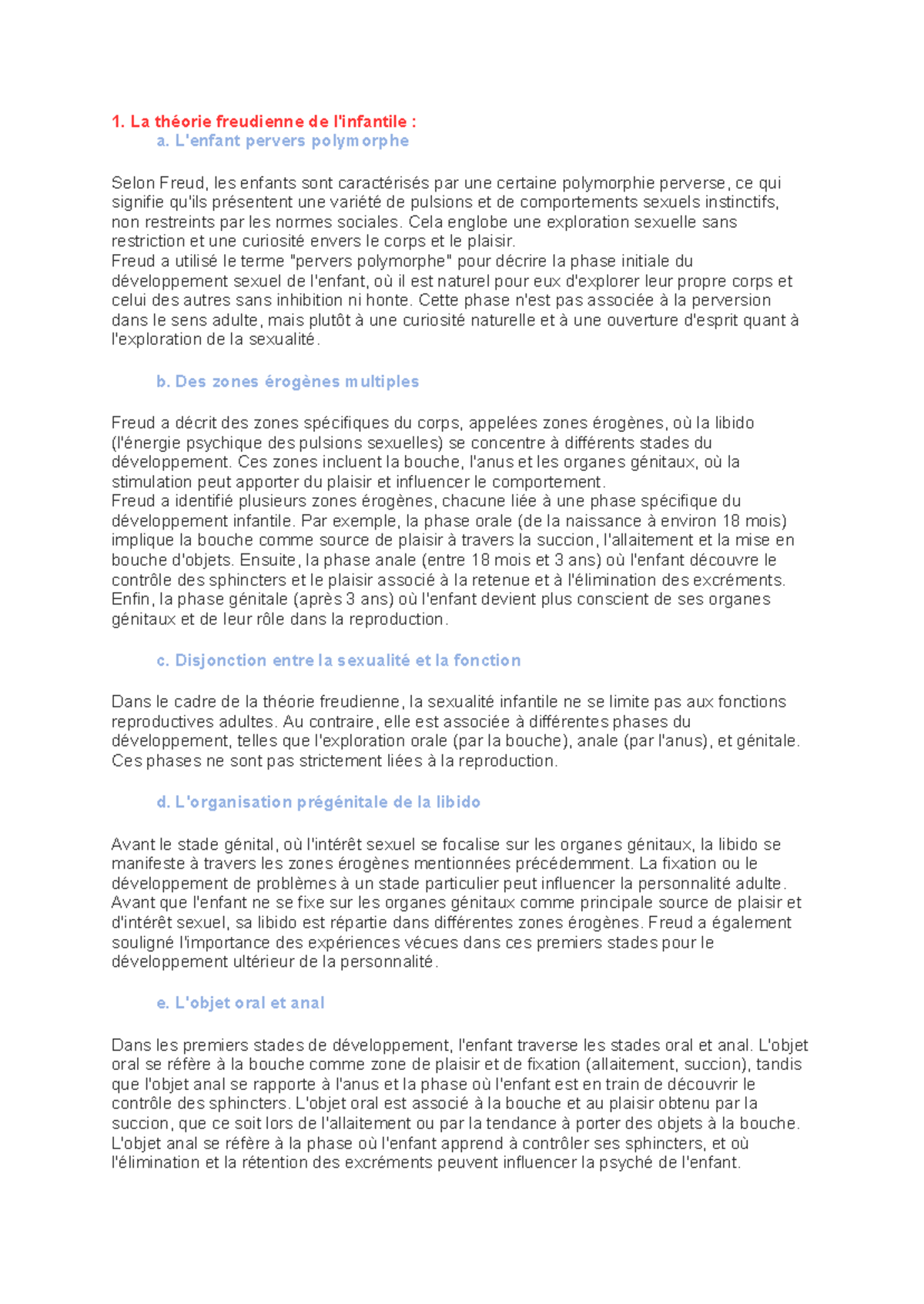 Fiche de révision Psycho clinique de l'enfant - La théorie freudienne ...