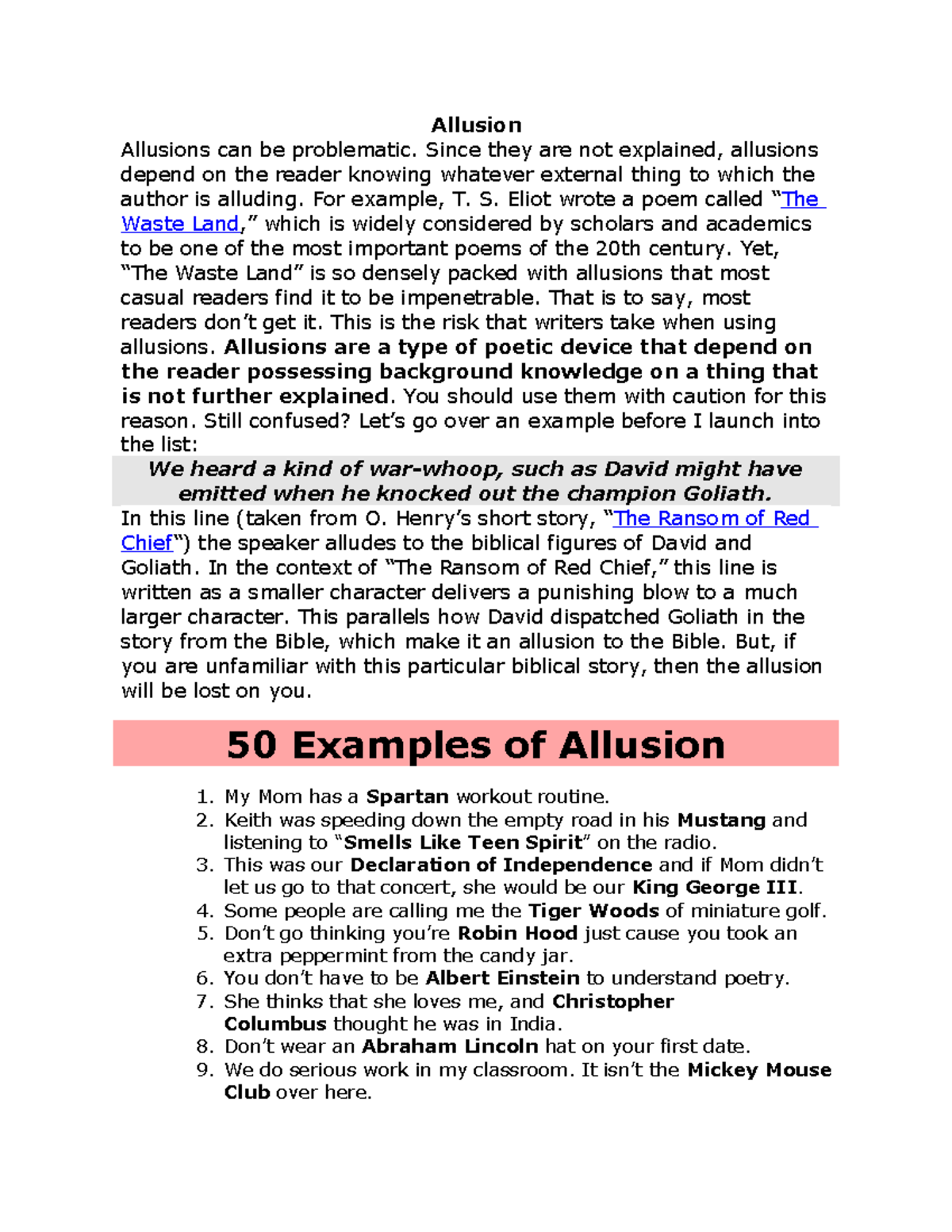 Allusion - I hope this may help - Allusion Allusions can be problematic ...