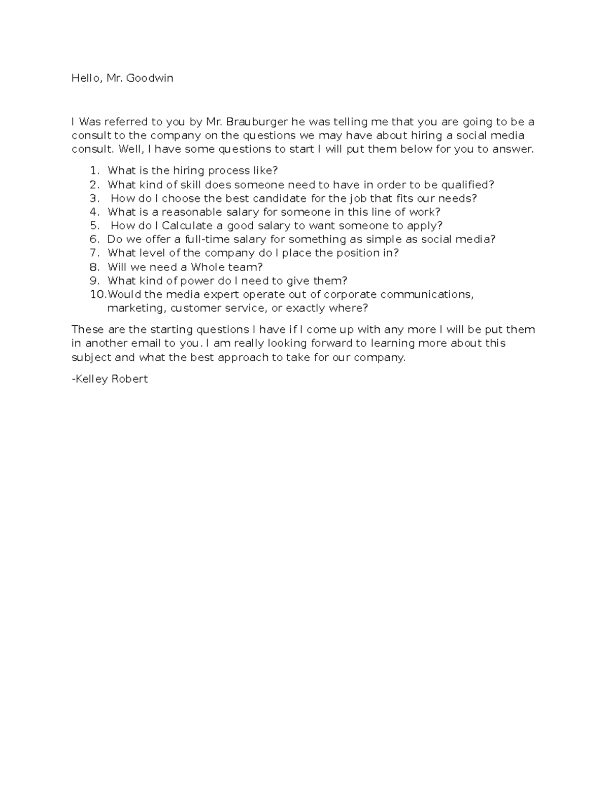 Kelley Robert Chapter 6 Direct Request - Hello, Mr. Goodwin I Was ...