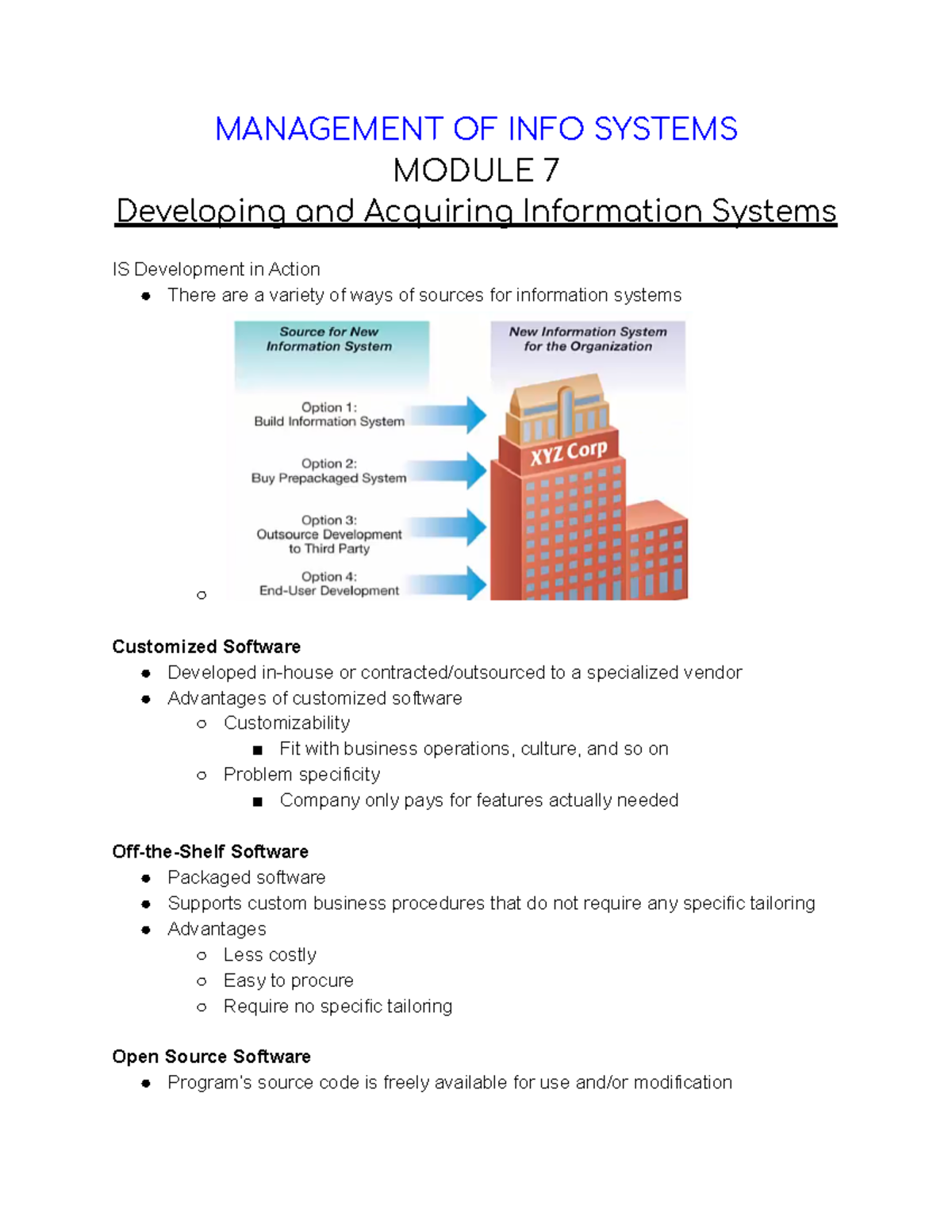 Mgt Info Sys Mod 7 Lecture Notes Module 7 Management Of Info