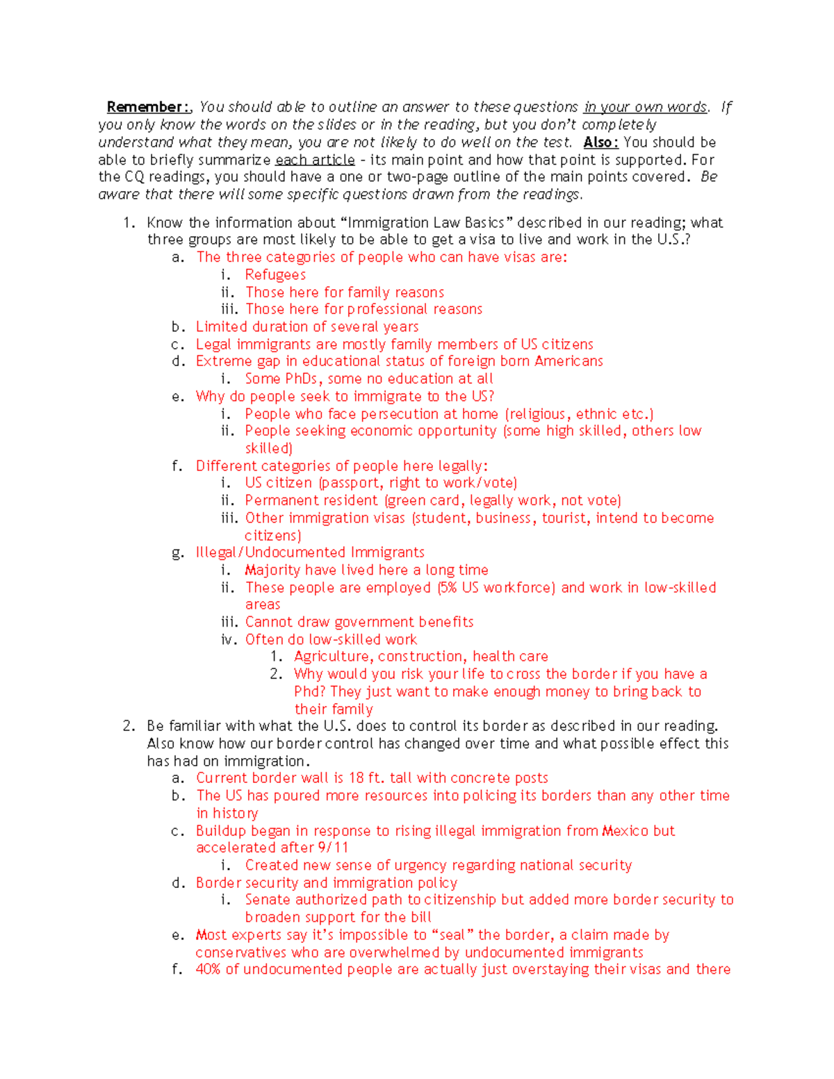 2nd Test Review Sheet - Intro to National and International Policy ...