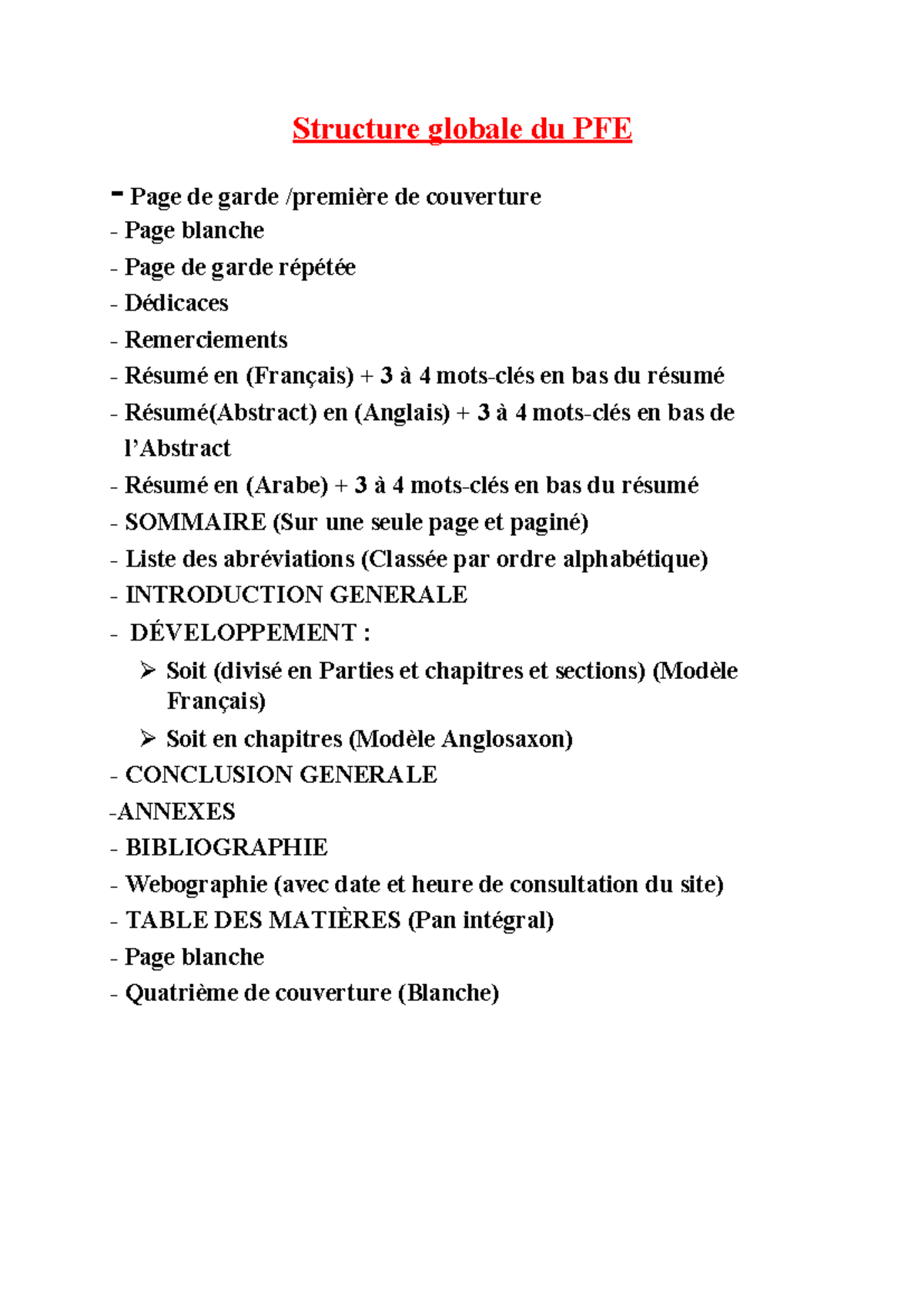 Structure du PFE - Summary analyse de donnee - Structure globale du PFE ...