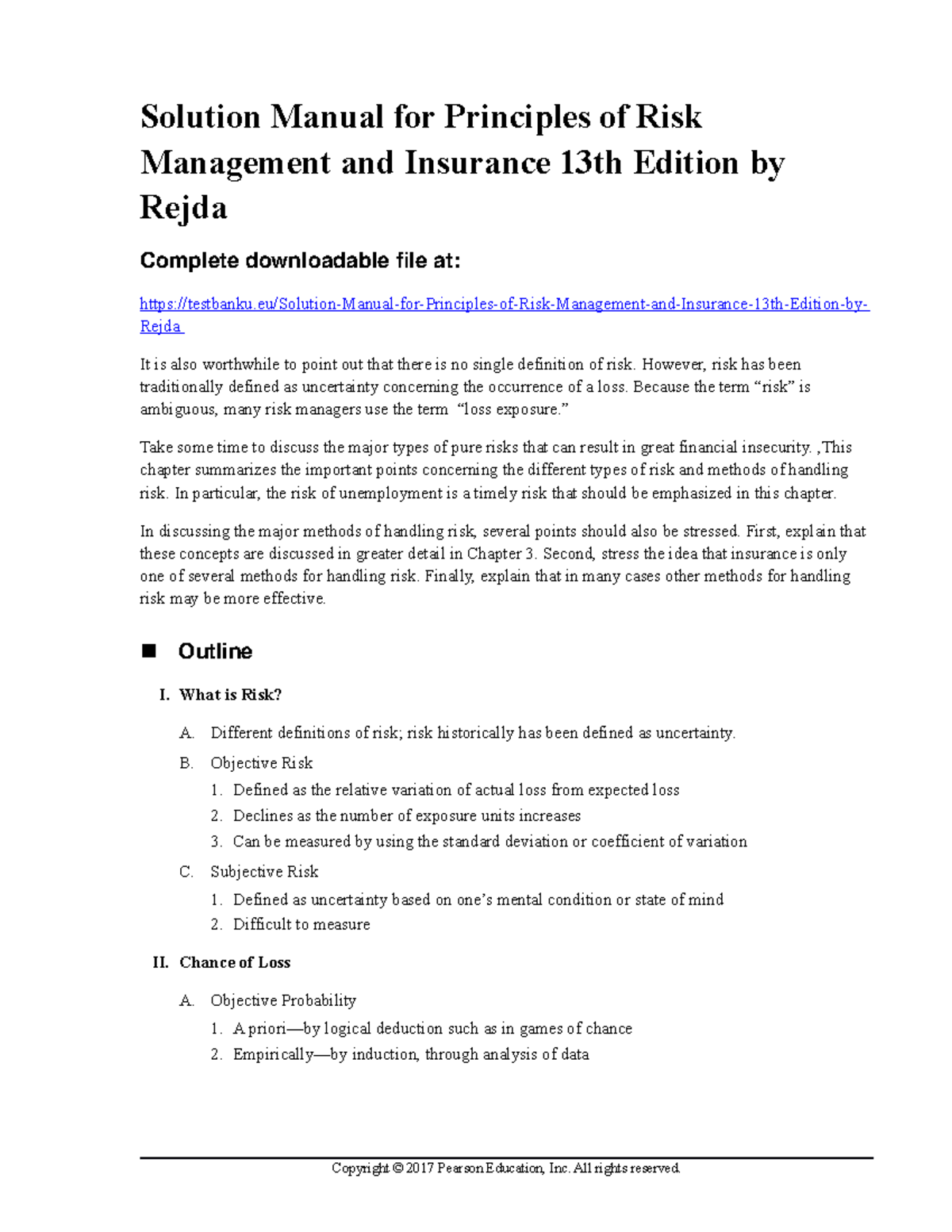 Solution Manual for Principles of Risk M - Solution Manual for ...