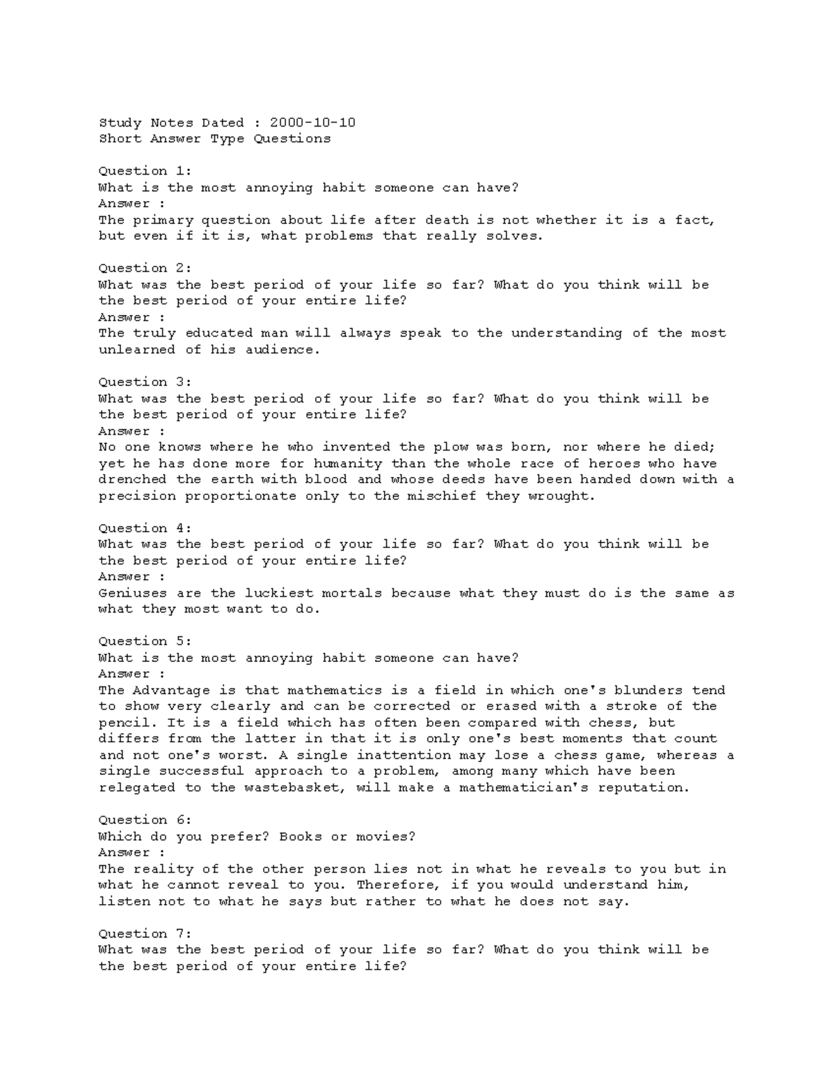 Study Notes 13719 essay tesst for check - Study Notes Dated : 2000-10 ...