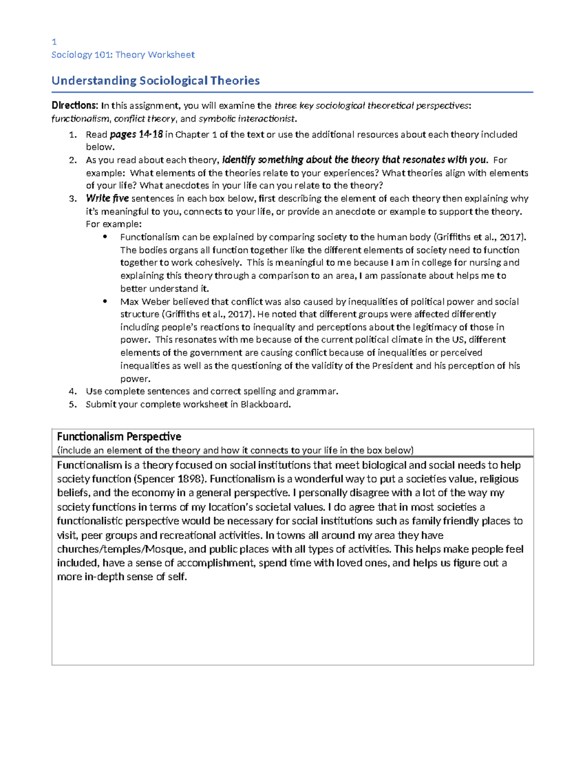 Theory Worksheet - Sociology 101: Theory Worksheet Understanding ...