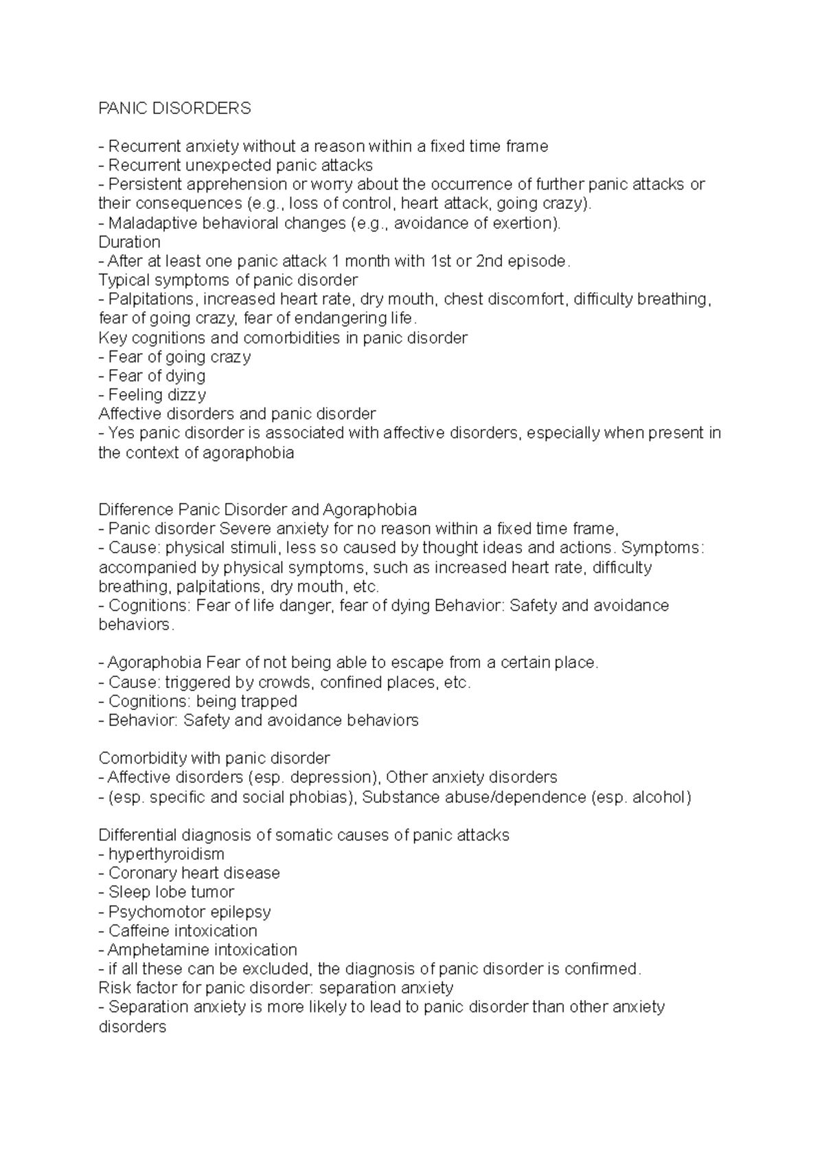 Panic Disorders - Cognitive Psychology - PANIC DISORDERS Recurrent ...