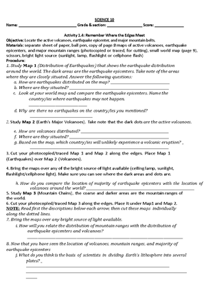 Science 10 activity 2 - SCIENCE 10 Name ...