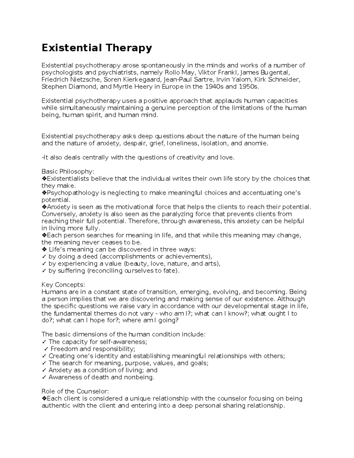 1 - thanss - Existential Therapy Existential psychotherapy arose ...