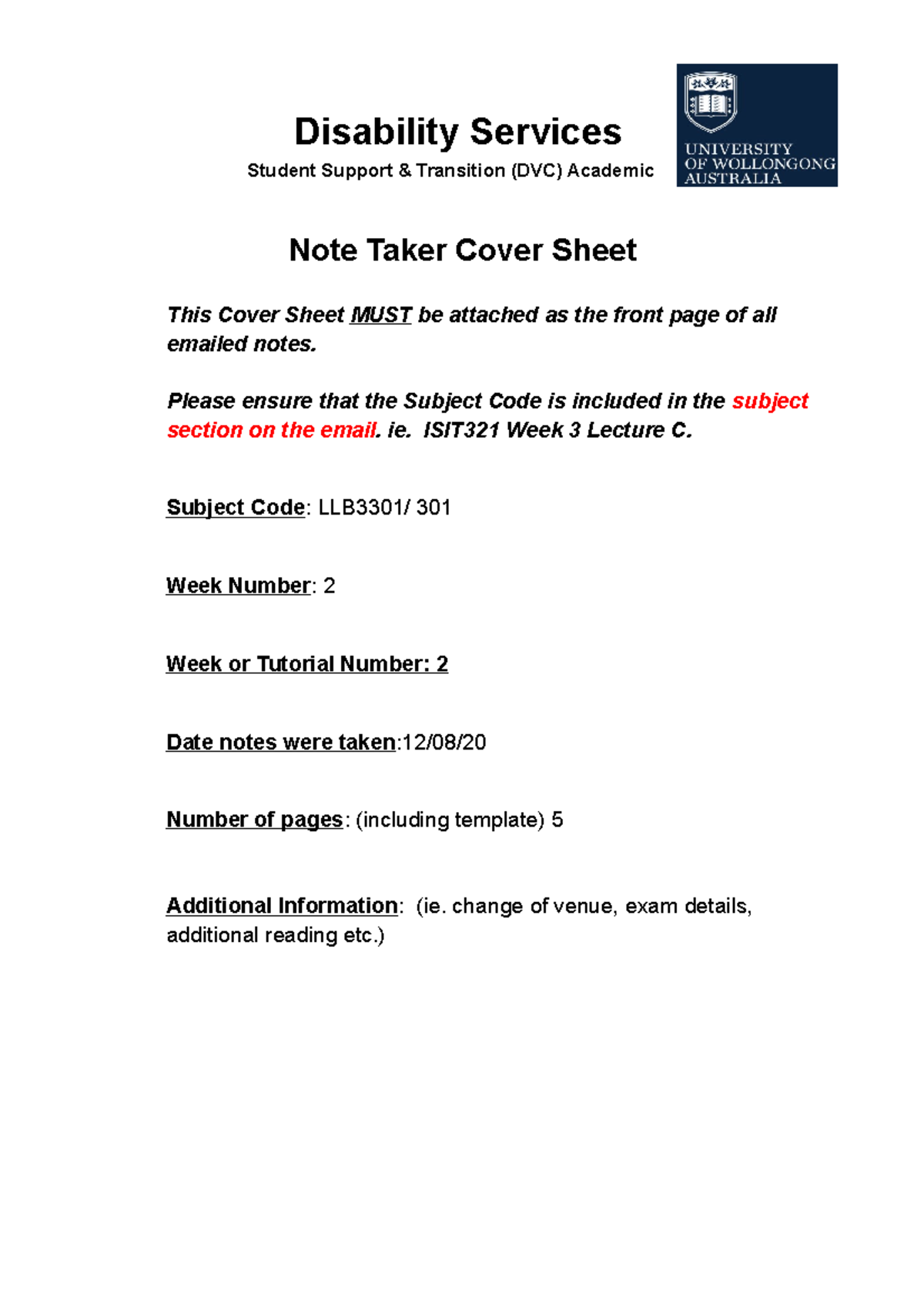 LLB3301:301 - WEEK 2 Notes - Disability Services Student Support ...