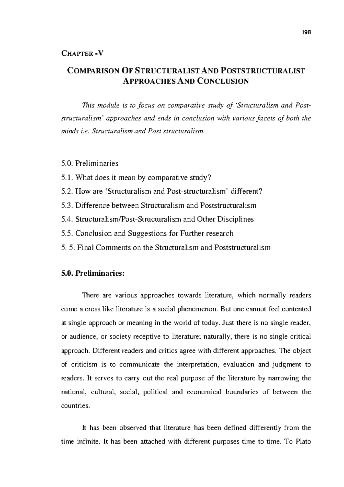 Post Strukturalisme Chapter 5 - CHAPTER -V COMPARISON OF STRUCTURALIST AND POSTSTRUCTURALIST ...