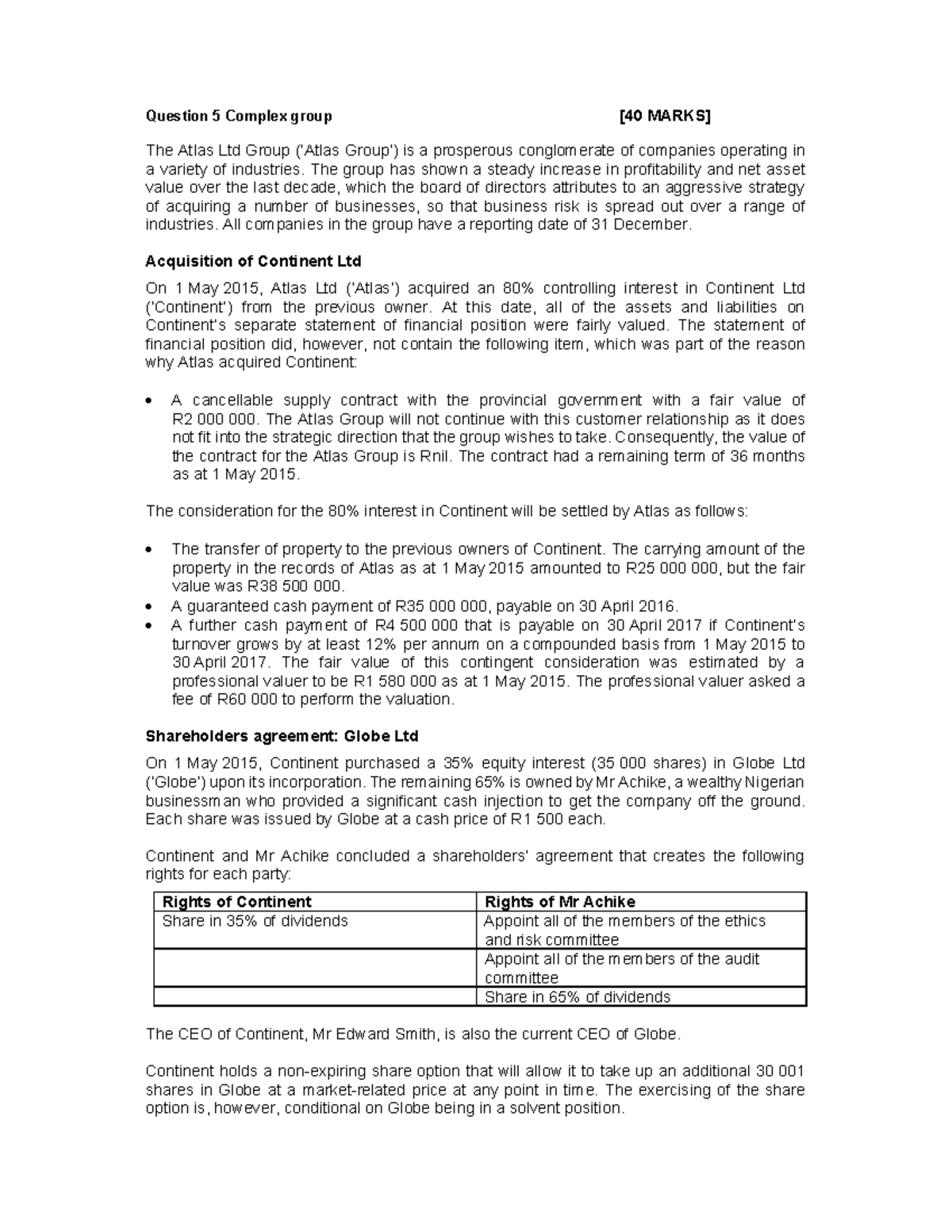 AFE3671 Tutorial Question 5 (Continent - Complex groups) - Question 5 ...