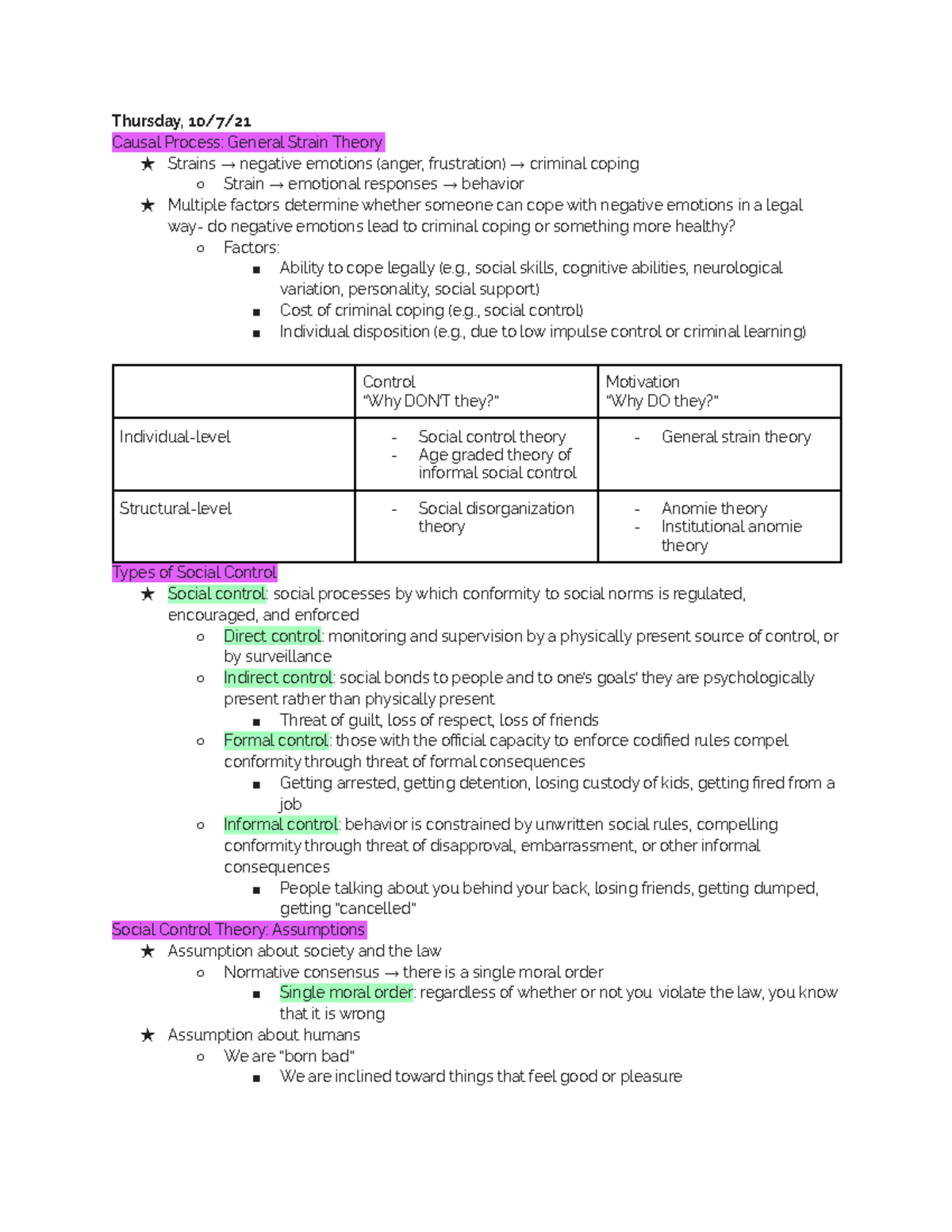 Criminology: social control theory, life course criminology, labeling ...