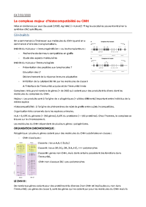 Cours 5 d'immunologie génétique - CMH (suite) - Warning: TT: undefined ...