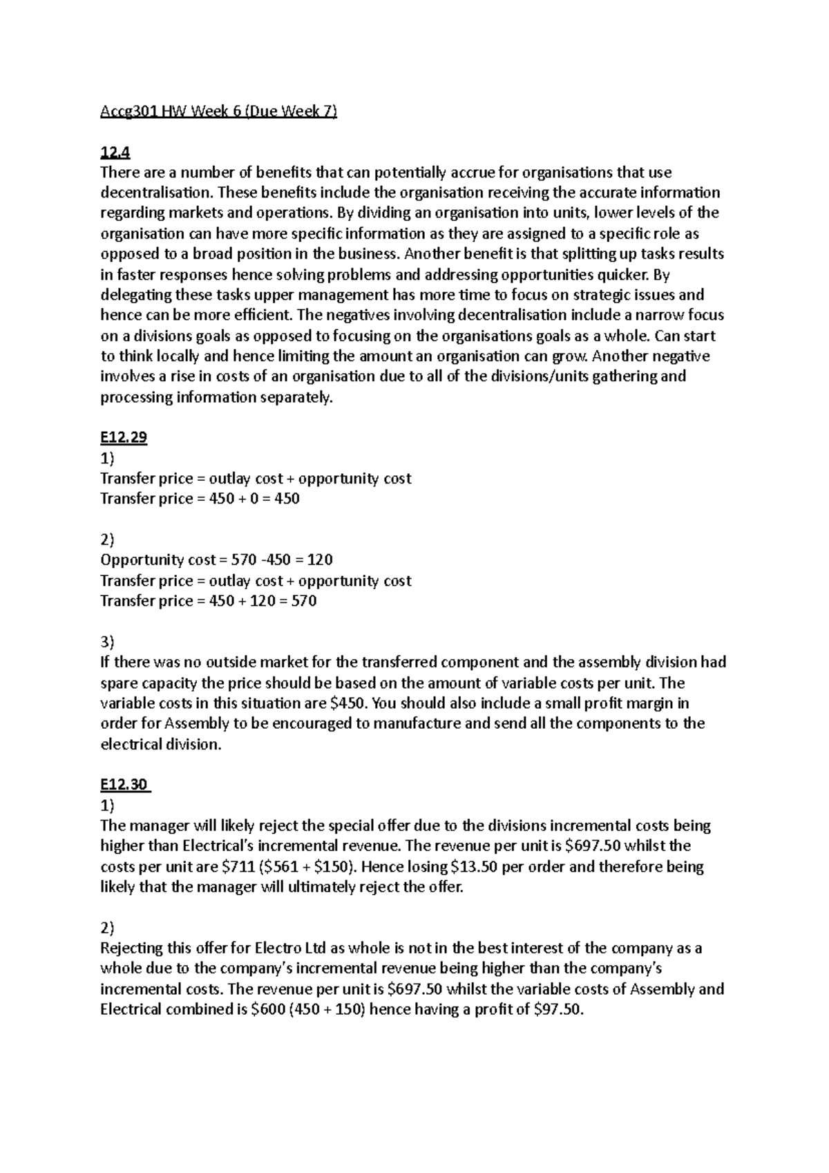 ACCG301 Wk 6 Homework - Accg301 HW Week 6 (Due Week 7) There are a ...