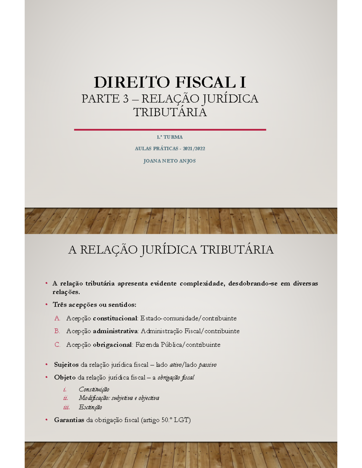 Direito Fiscal I - Parte 3 - Relação Jurídica Tributária - DIREITO ...