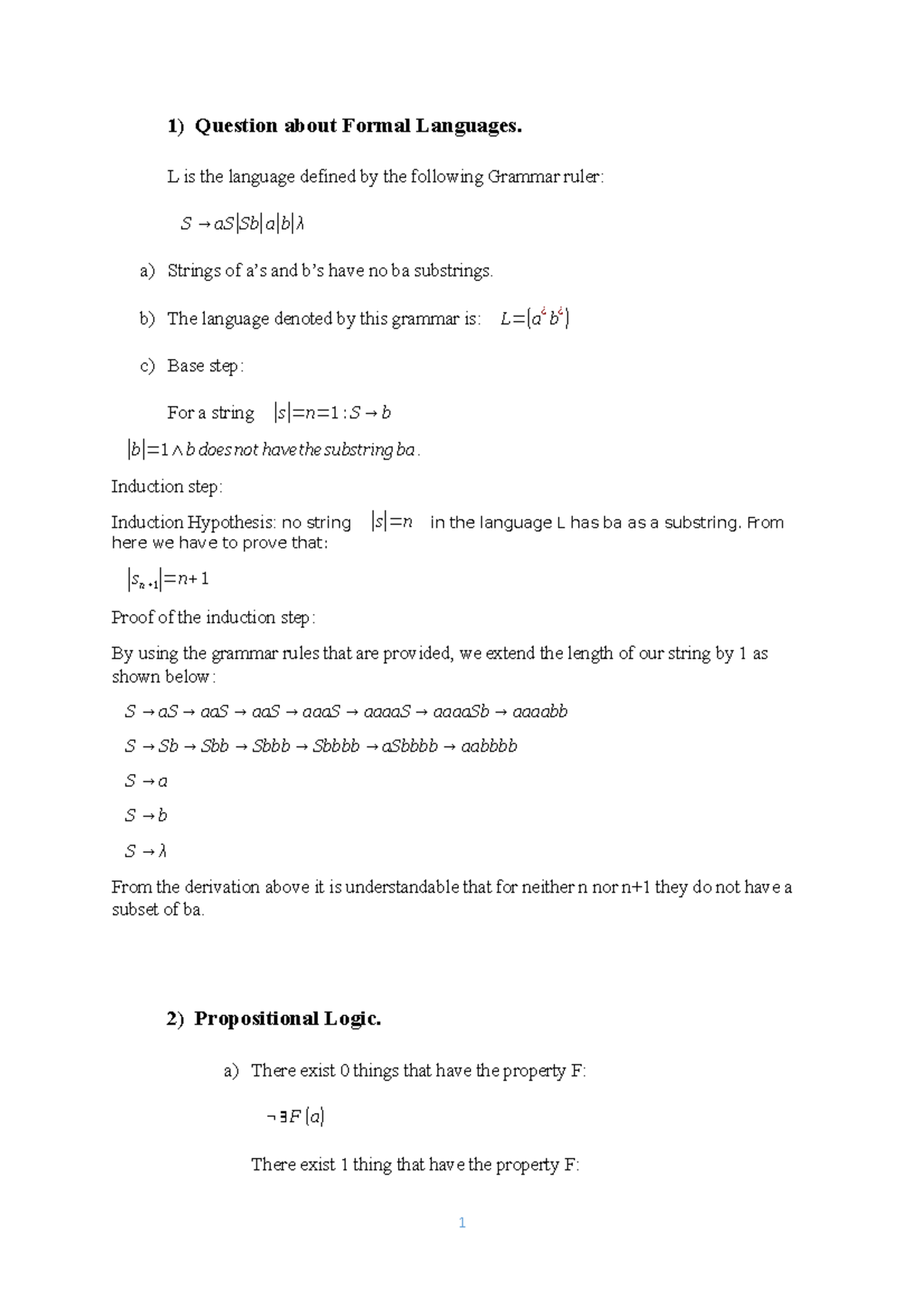 Computing Science - Formal Languages, Propositional Logic. the report ...