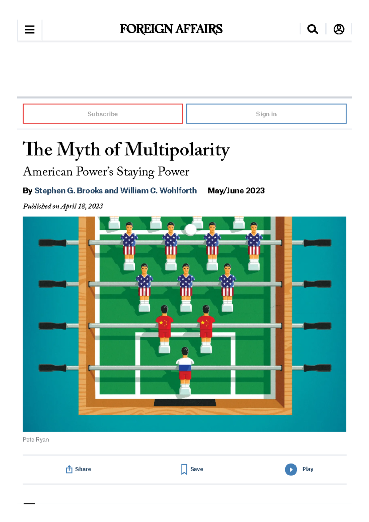 The Myth of Multipolarity American Power’s Staying Power - Subscribe ...