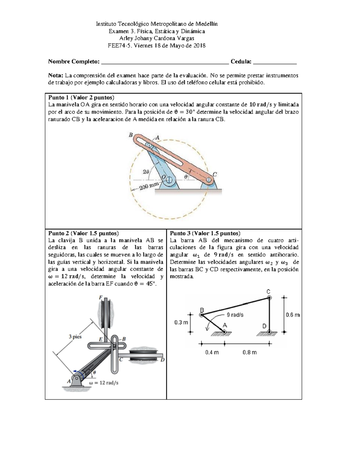 parcial estatica - Warning: TT: undefined function: 32 Instituto Tecnológico Metropolitano de ...