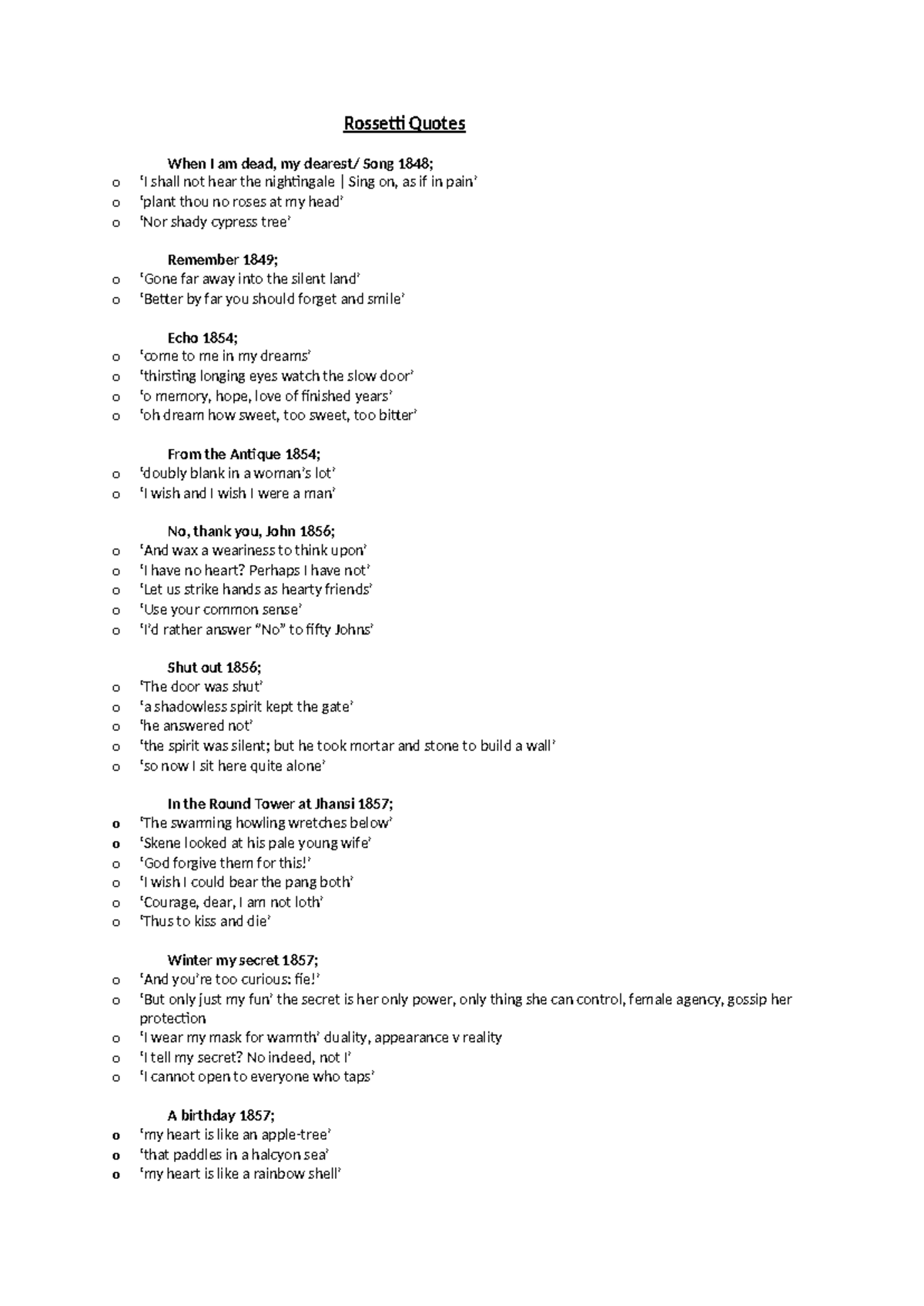 Rossetti Quotes - Rossetti Quotes When I am dead, my dearest/ Song 1848 ...